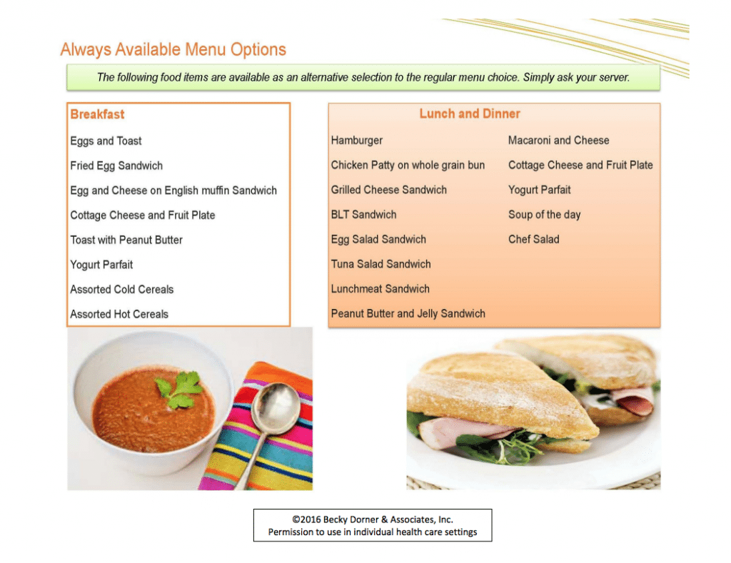 Menu Planning | Becky Dorner & Associates